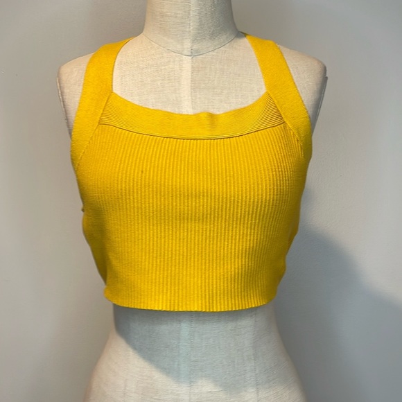 Tops | Cropped Yellow Ribbed Tank | Poshmark